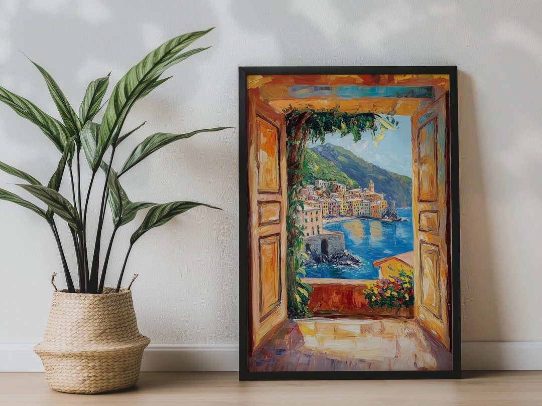 Fauvism Coastline Art Print: Open Window Mediterranean View (digital ...