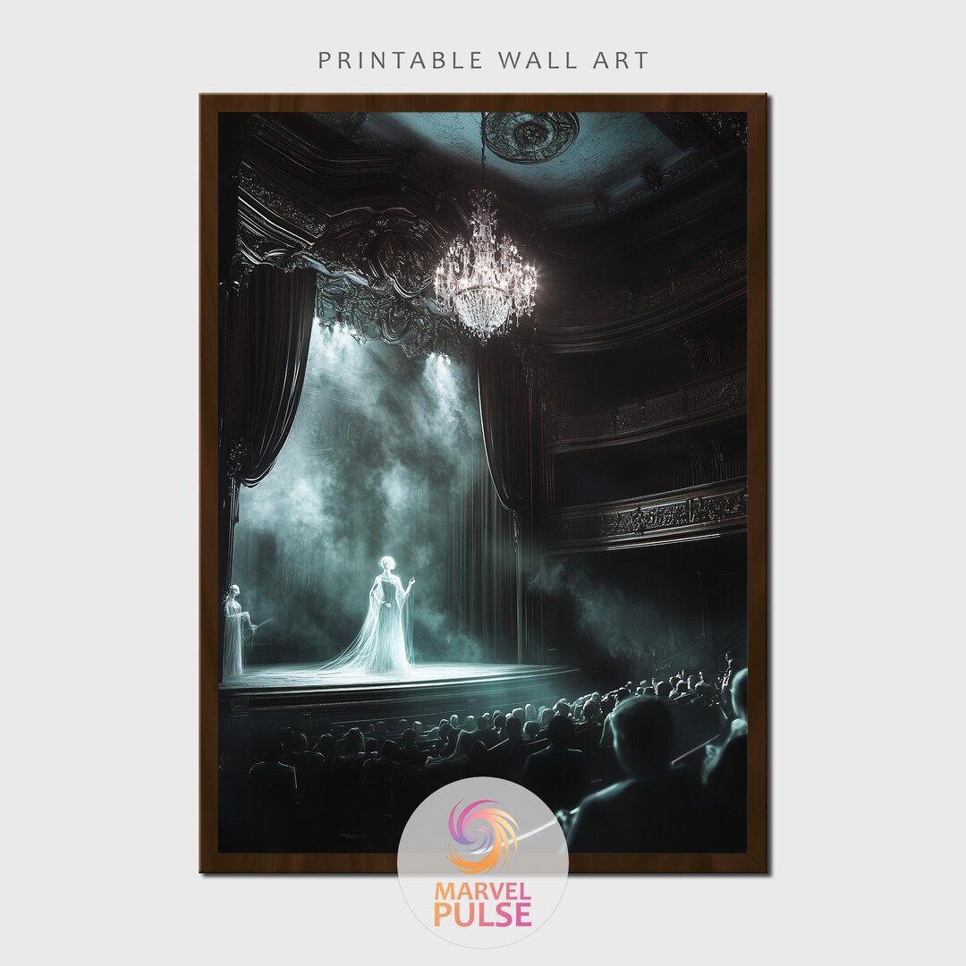 Haunted Opera House Ghostly Performance Wall Art, Spectral Music Hall ...