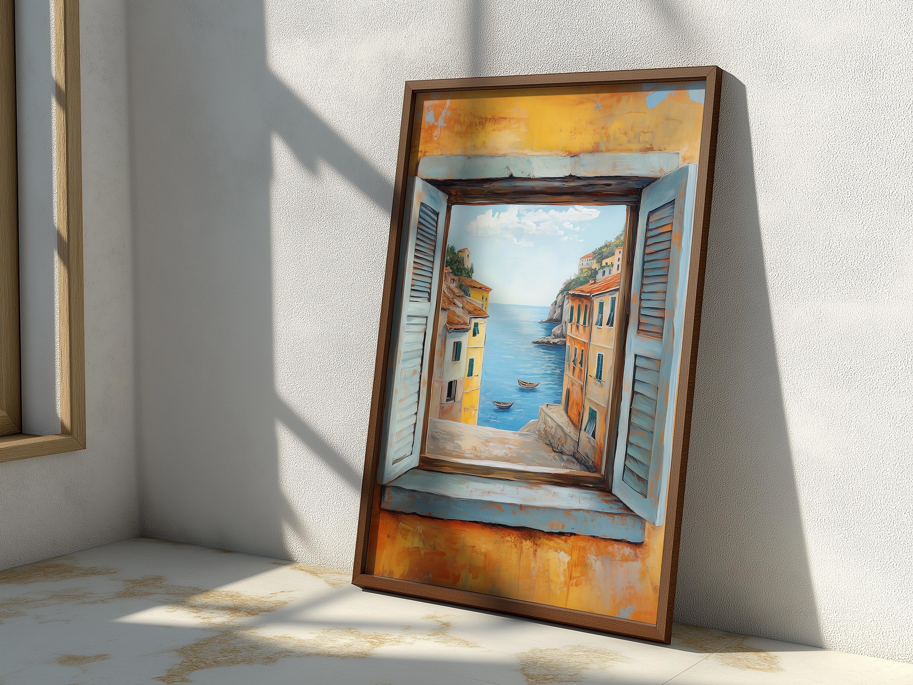 Modern Fauvism Open Window View Art Print, Coastal Scene Italian Style ...