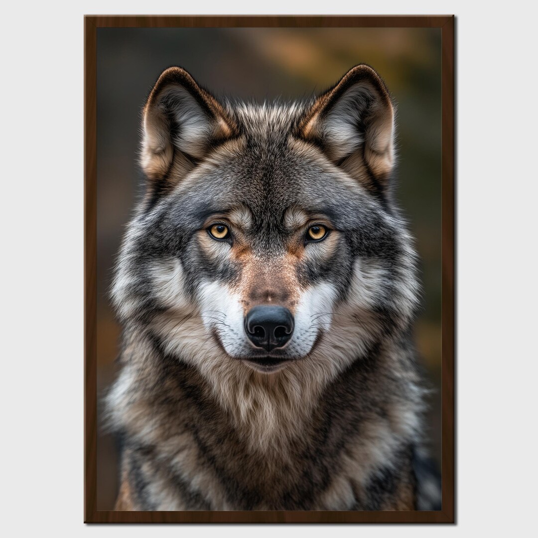 Printable Gray Wolf Portrait, Wildlife Wall Art Decor for Animal Lovers ...