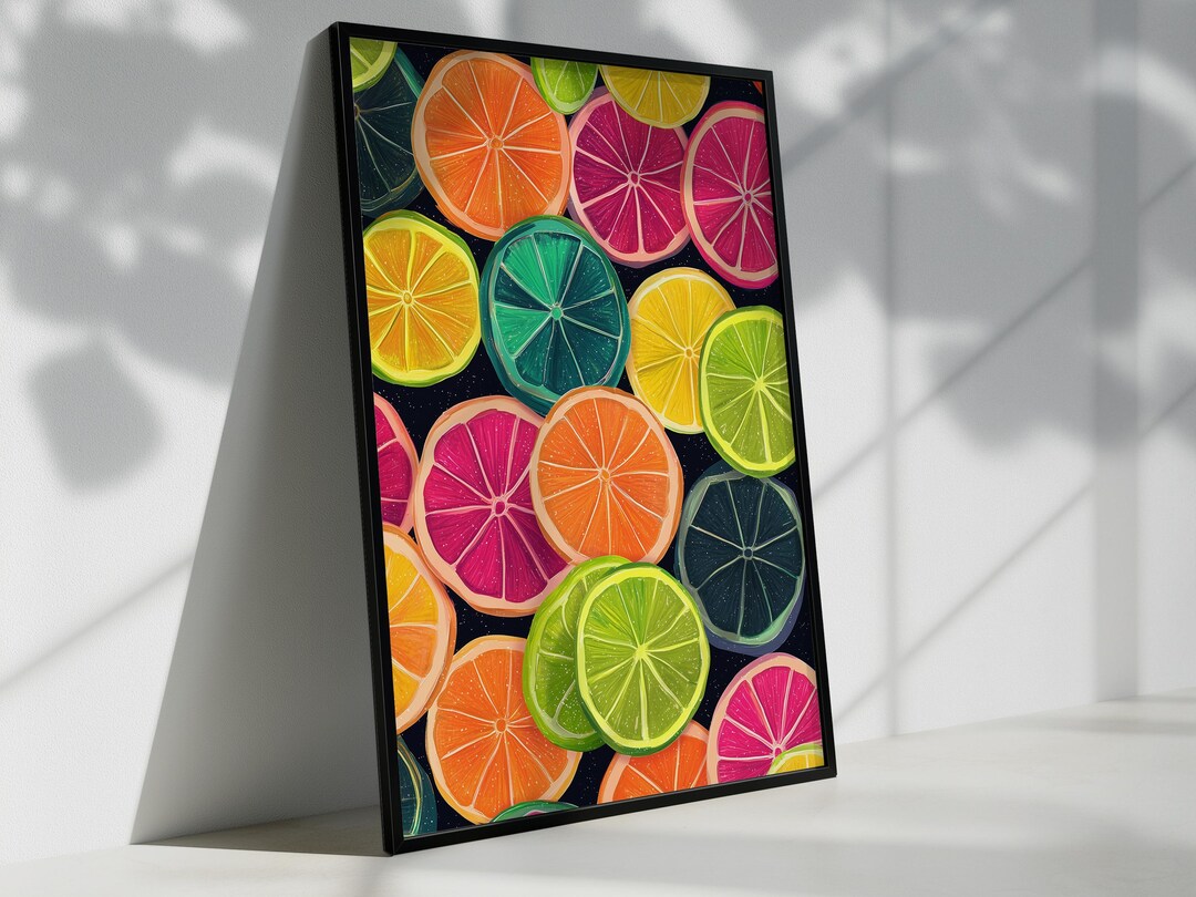 Trendy Fruit Poster: Summer Citrus Art Print, Modern Kitchen Decor ...