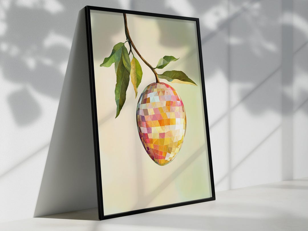 Modern Mango Wall Art Print - Tropical Kitchen Decor, Printable Fruit ...