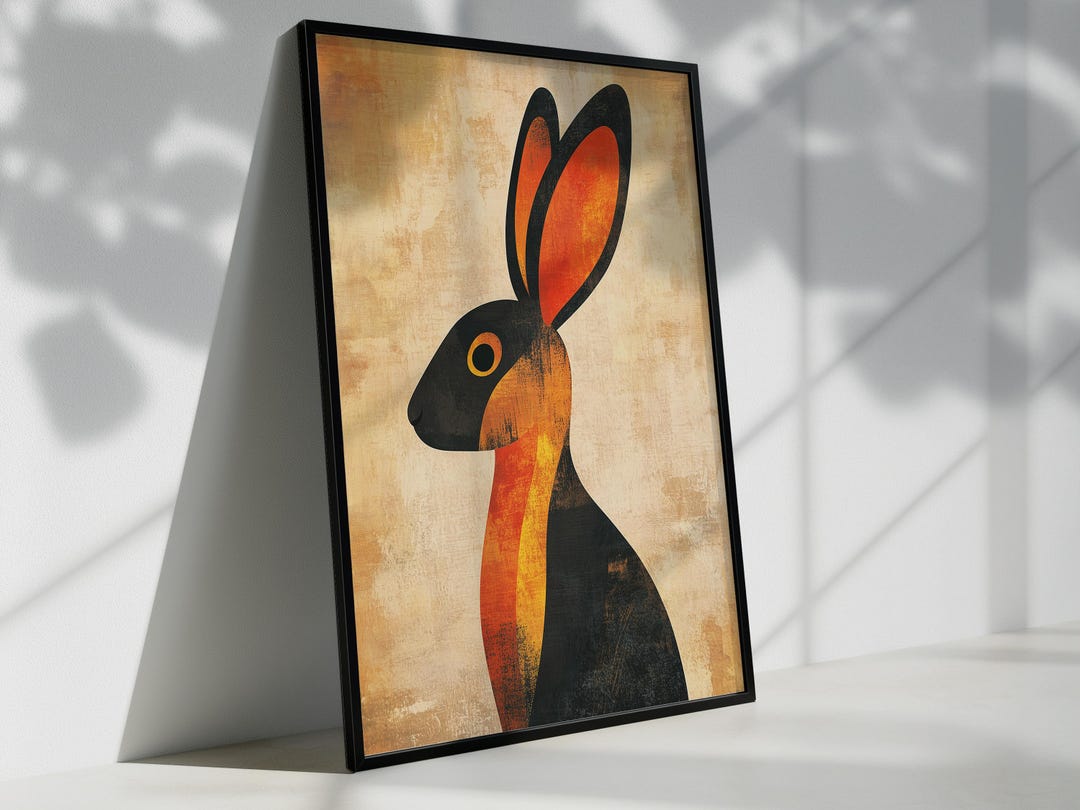 Quirky Rabbit Art for Kids Room Decor - Retro Vintage-inspired Rabbit ...