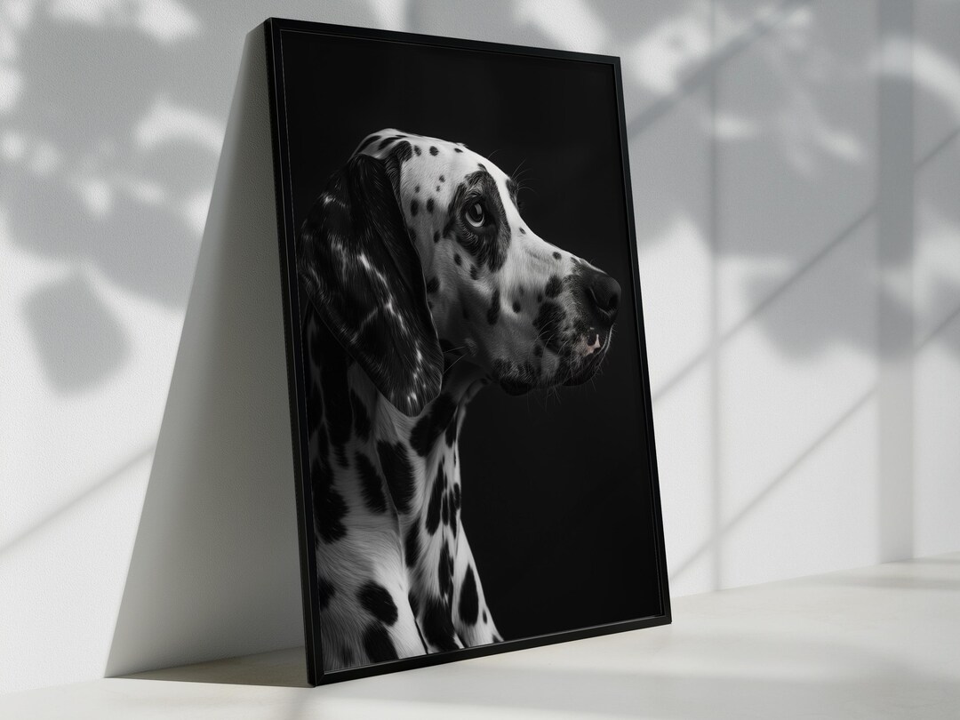 Dalmatian Wall Art Print, Minimalist Dog Decor, Modern Monochrome ...