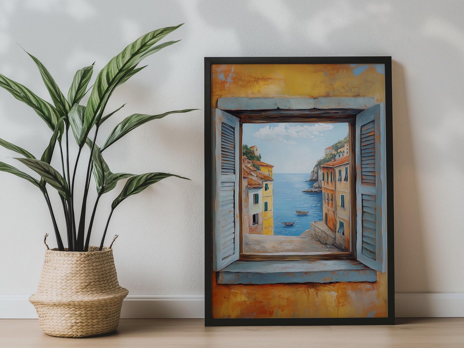 Modern Fauvism Open Window View Art Print, Coastal Scene Italian Style ...