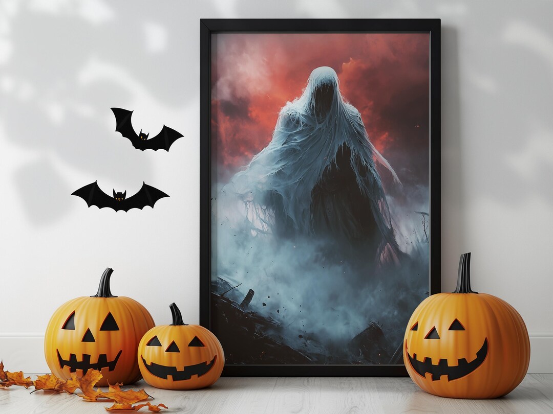 Ghostly Warrior Dark Fantasy Poster - Halloween Wall Art Decor Mythical ...