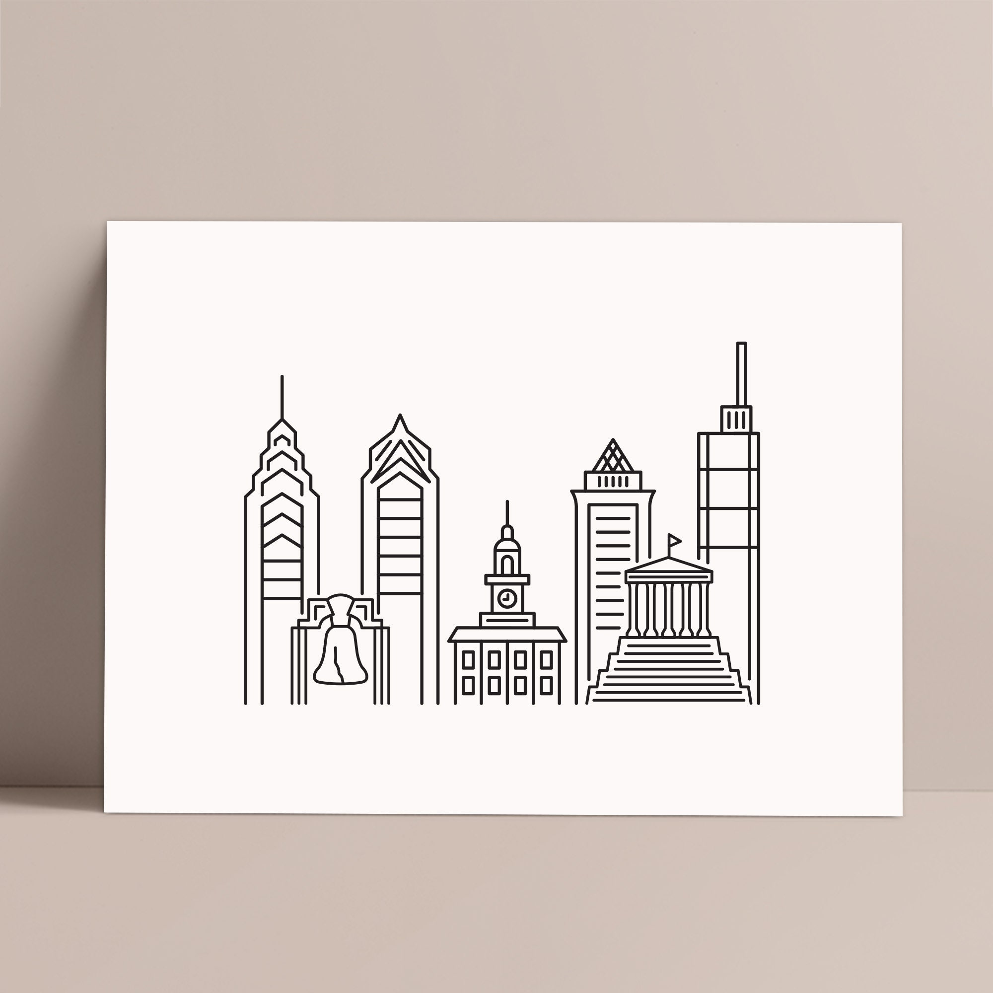 Philadelphia Skyline Line Art - Etsy