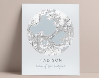 Madison Wisconsin Map Poster Print / College Town Map Gifts - Etsy
