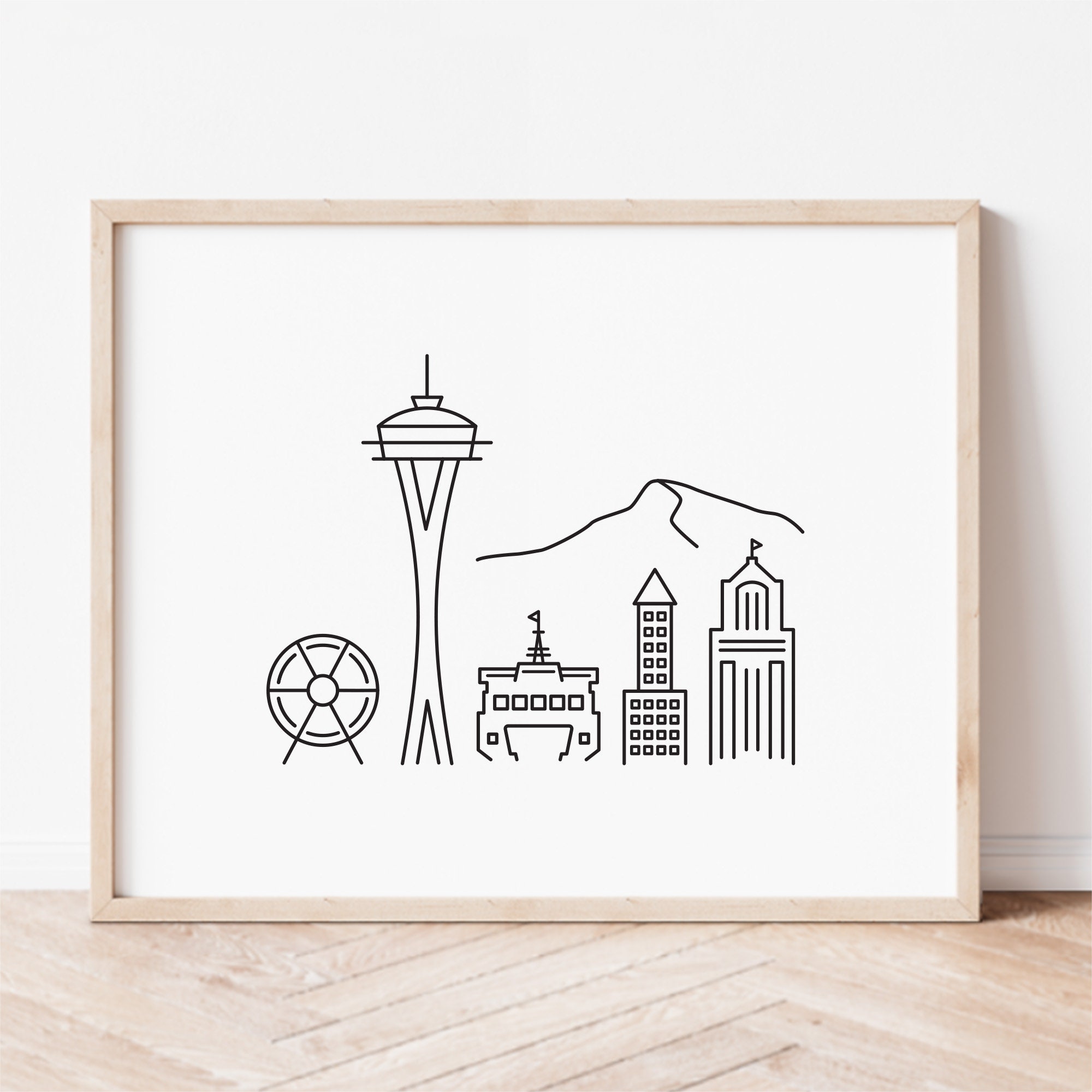 Seattle Skyline Line Art - Etsy