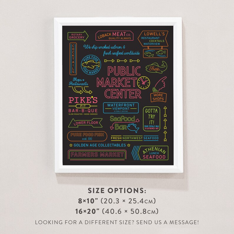 Pike Place Market Neon Sign Art - Etsy