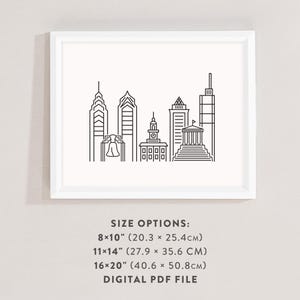 Philadelphia Skyline Line Art - Etsy