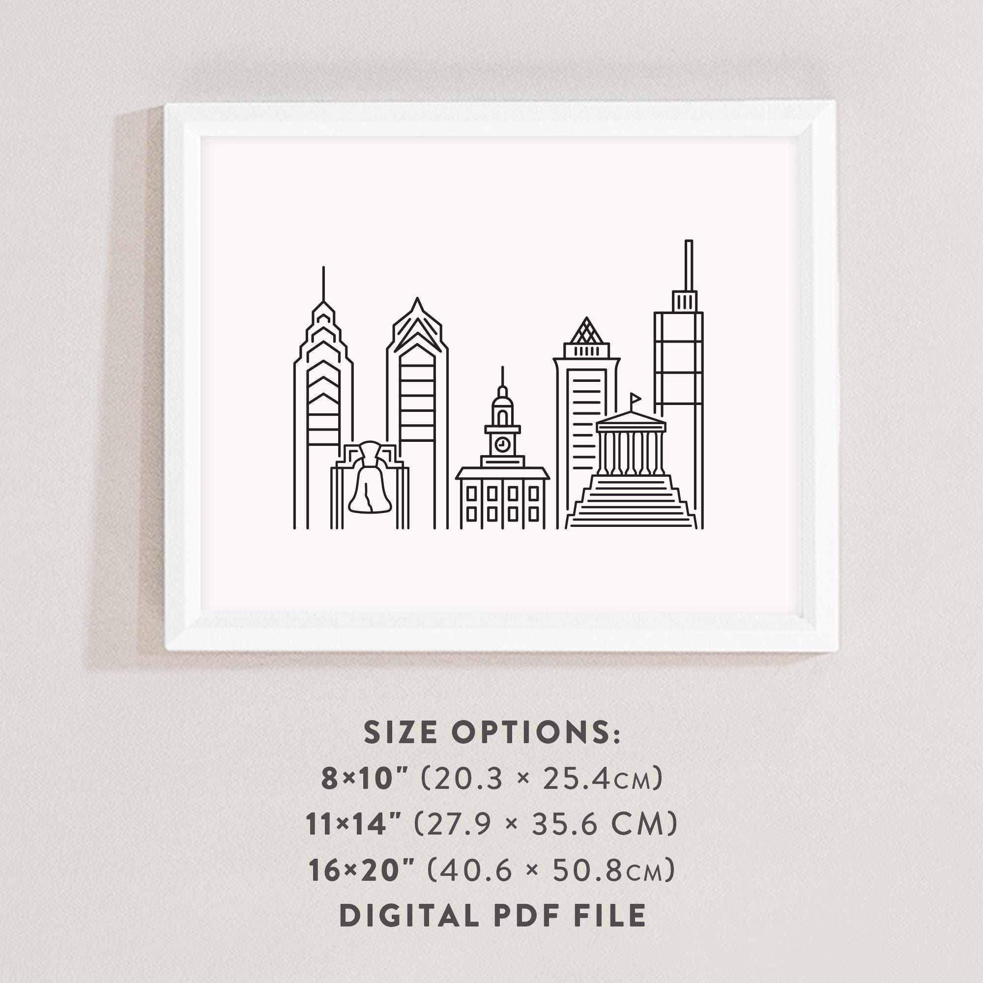 Philadelphia Skyline Line Art - Etsy