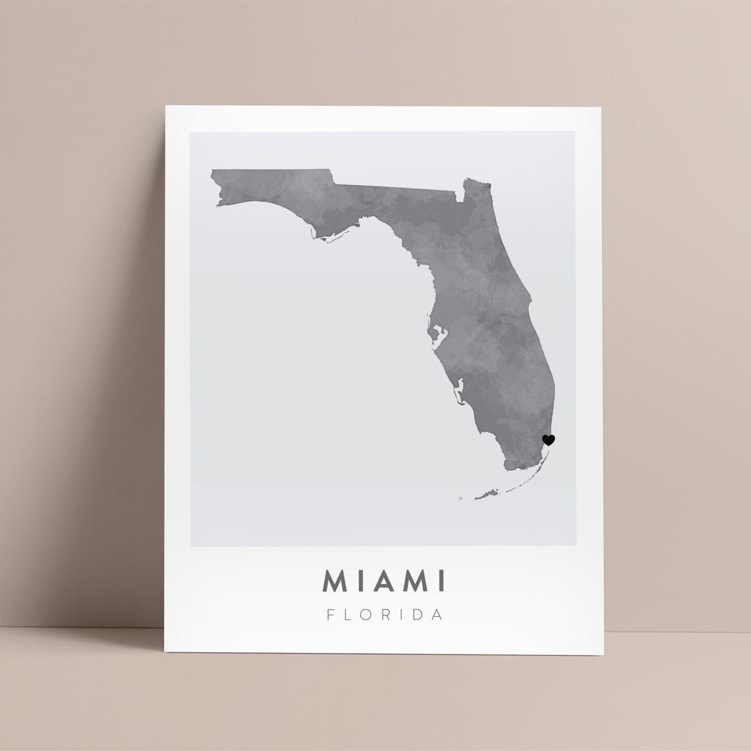 Miami Map Poster - Etsy