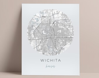 Wichita, Kansas Map Print Many Colours Fast Delivery Printed on Art ...