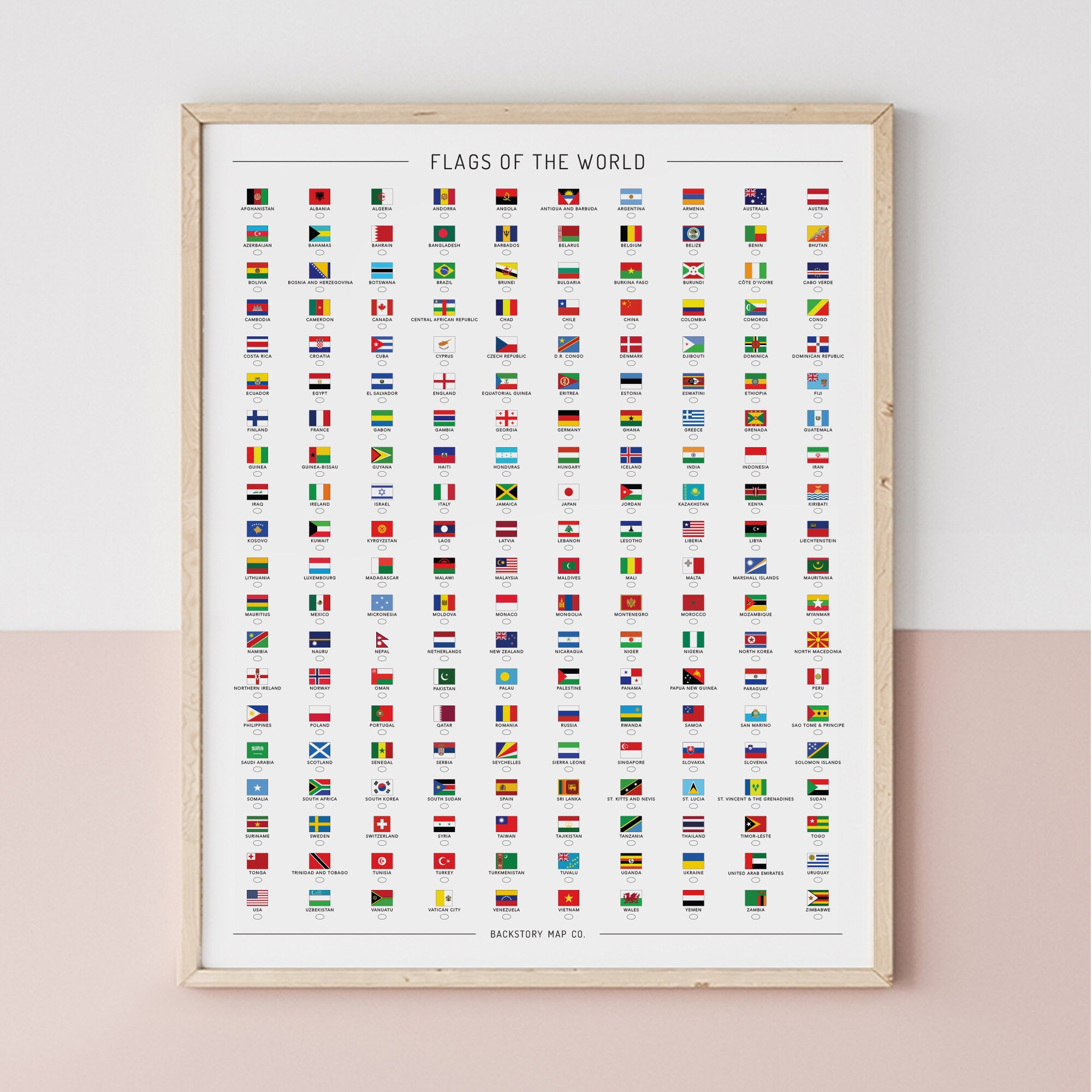 World Flags Bucket List Poster - Etsy