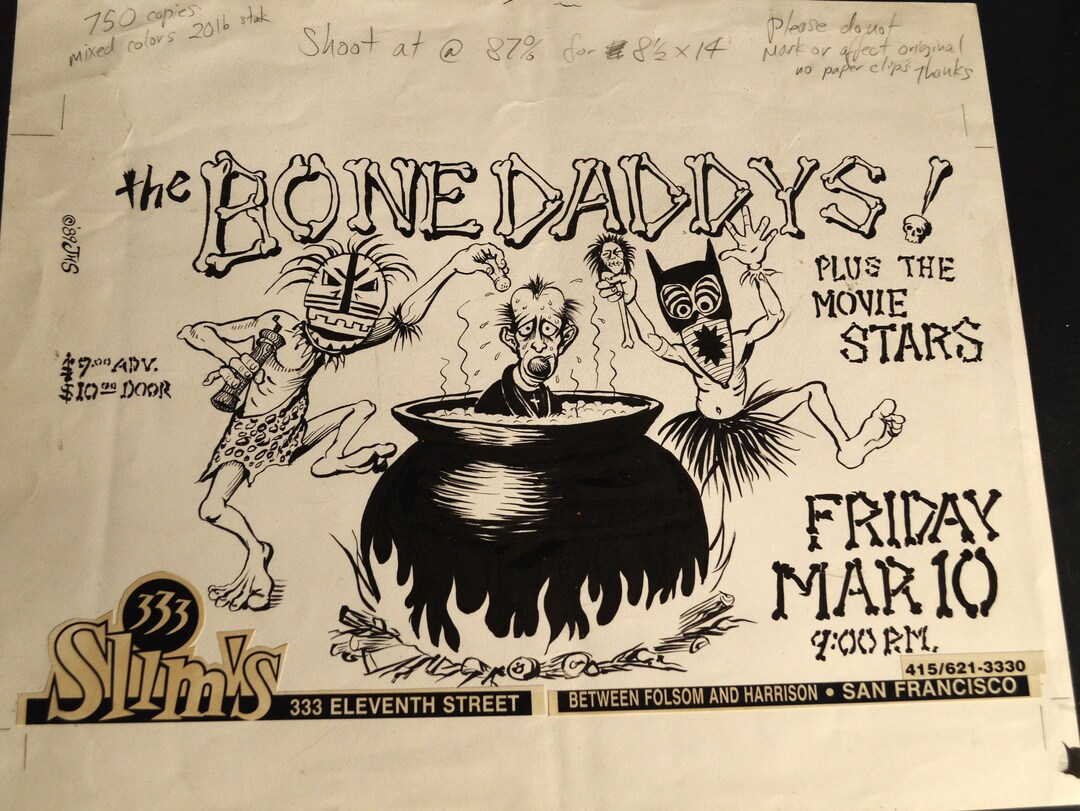 The Bone Daddys at Slims Original Drawing for Posters by John Seabury ...