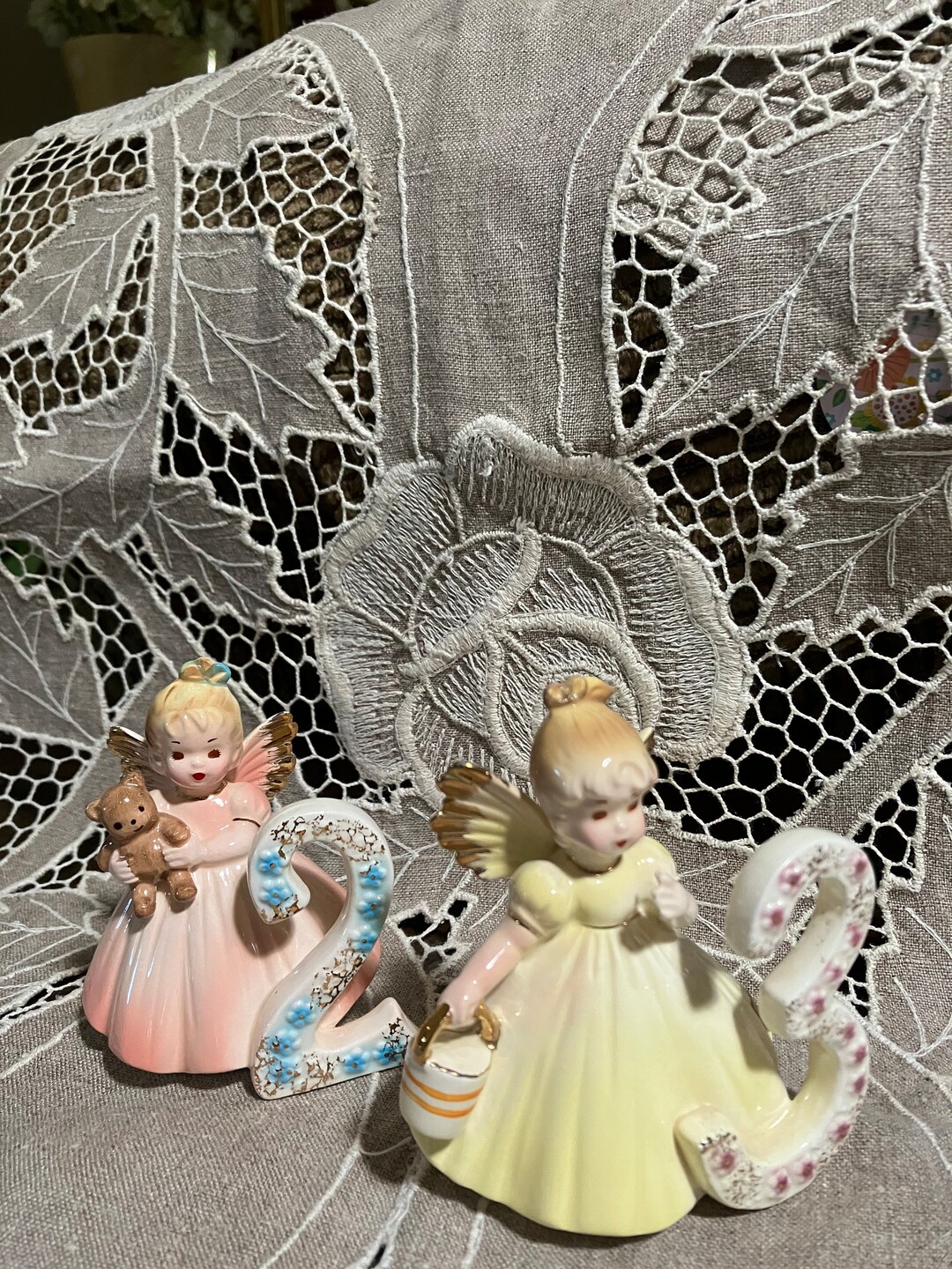 Vintage Joseph Original Angle Cake Topper, 2 and 3 Year Old, Porcelain ...