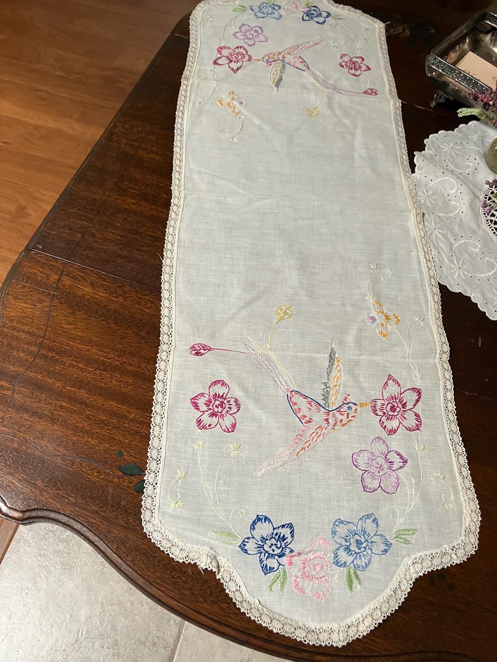 Vintage Hummingbird Dresser Scarf /table Runner With Birds - Etsy