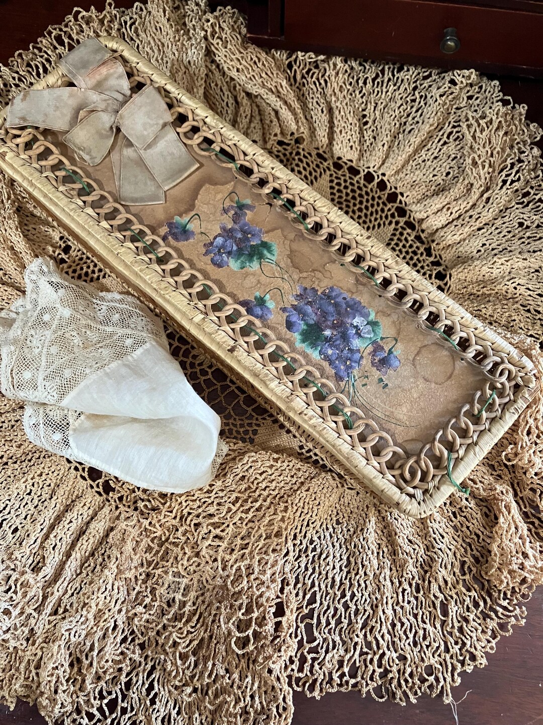 Antique Glove Box or Hanky Holder Amazingly Shabby Chic With Antique ...