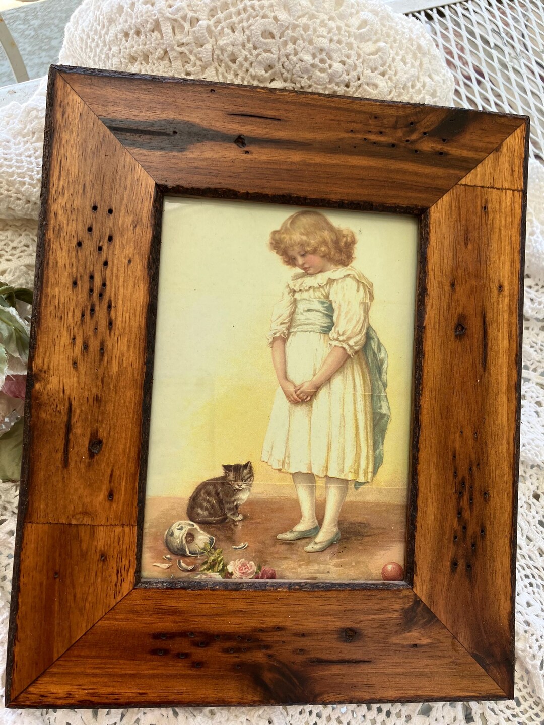 Framed 1895 Pull Tab Book Print, Kitten and Girl Ephemera - Etsy