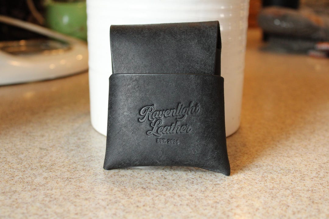 The Obsidian V2/ Black Leather Flap Wallet: Handmade Tuck Closure - Etsy