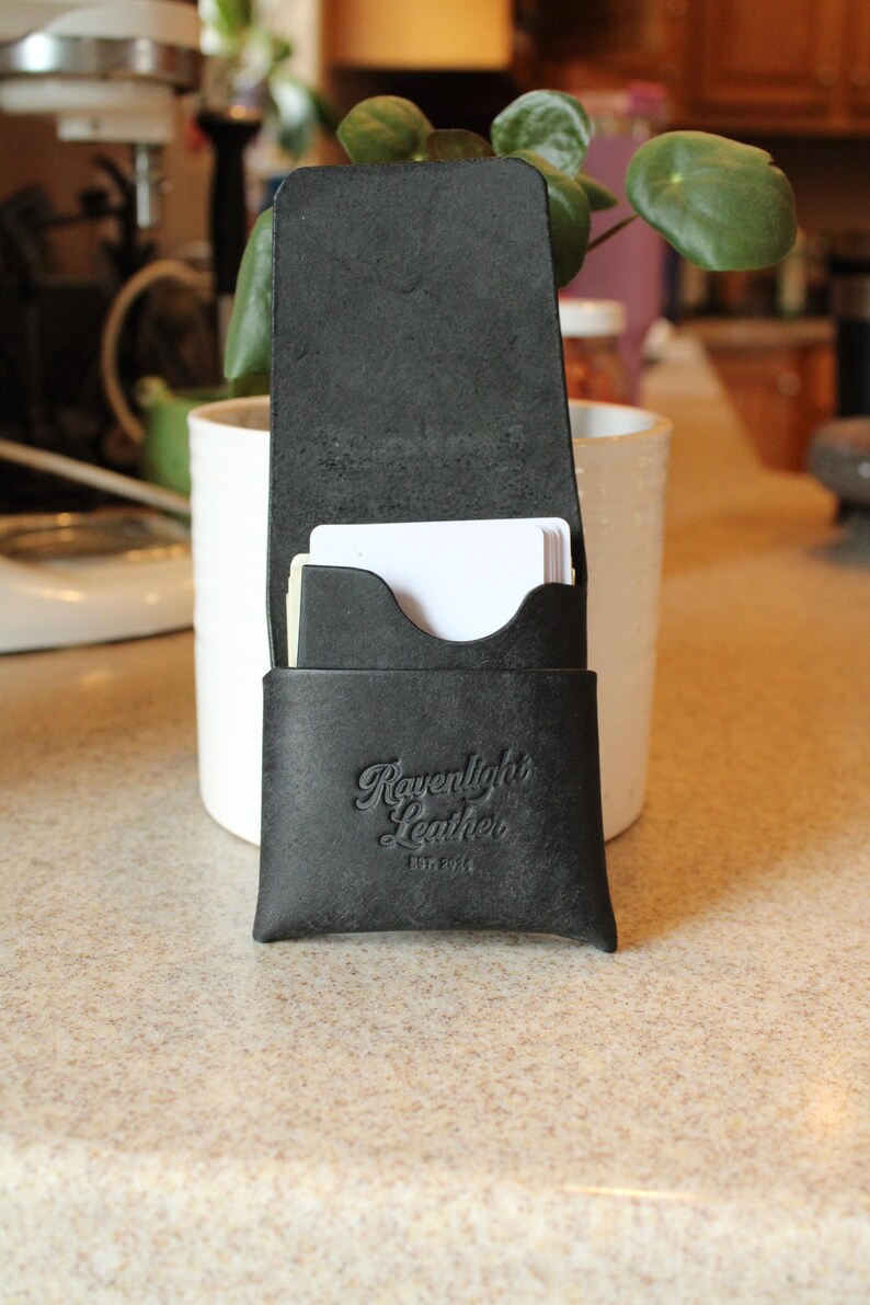 The Obsidian V2/ Black Leather Flap Wallet: Handmade Tuck Closure - Etsy