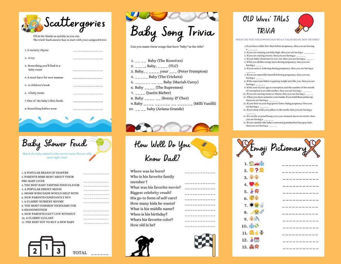 Sports Themed Games, Signs and Raffles, Basketball, Baseball, Football ...