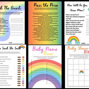 Rainbow Themed Baby Shower Games, Signs and Raffles, Rainbow Baby ...