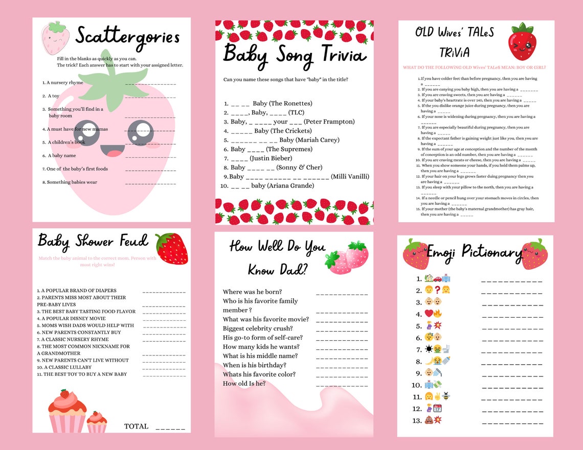 Strawberry Baby Shower Games, Strawberry Themed Games, A Berry Sweet ...