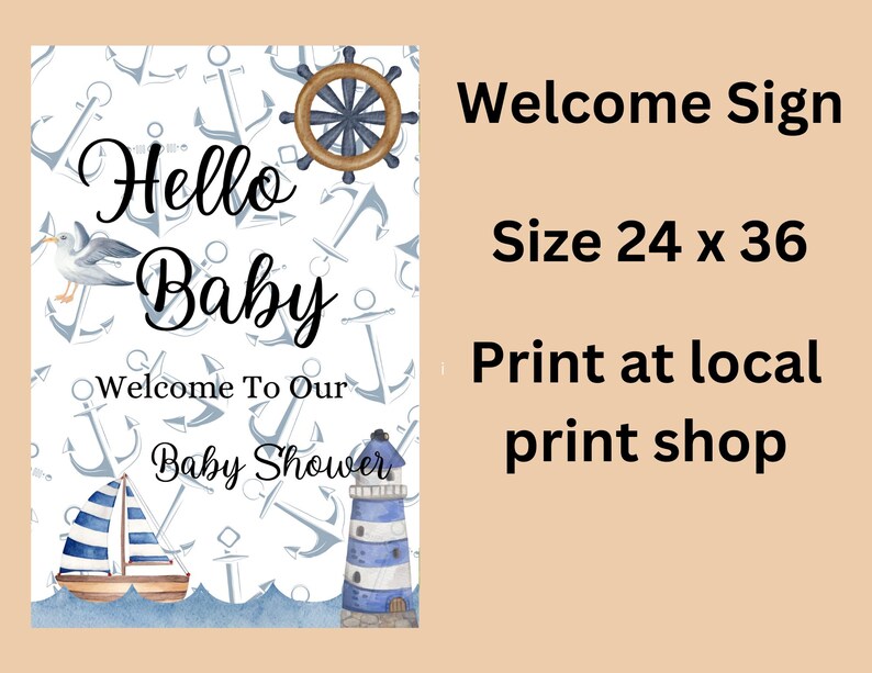 Nautical/sailor Themed Baby Shower Games, Signs and Raffles, Printable ...