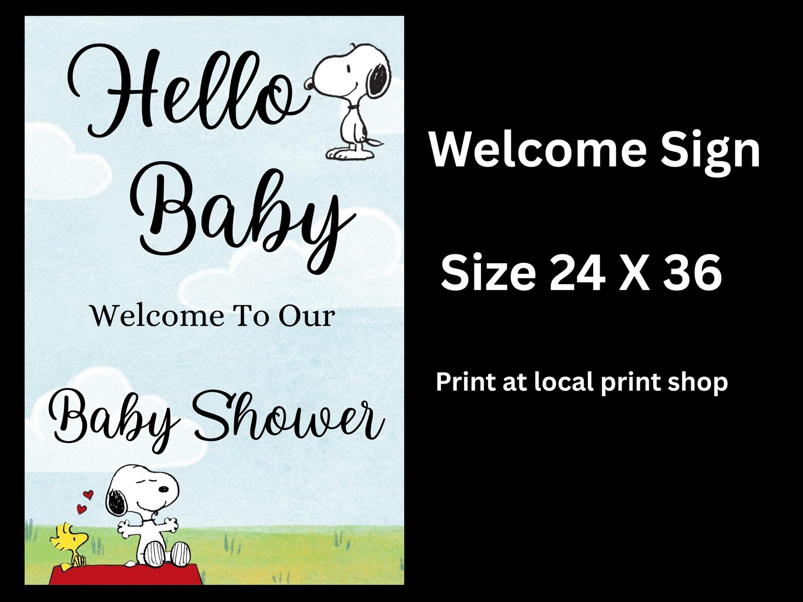Snoopy Theme Baby Shower Games, Signs, Raffles and Favors, Printable ...