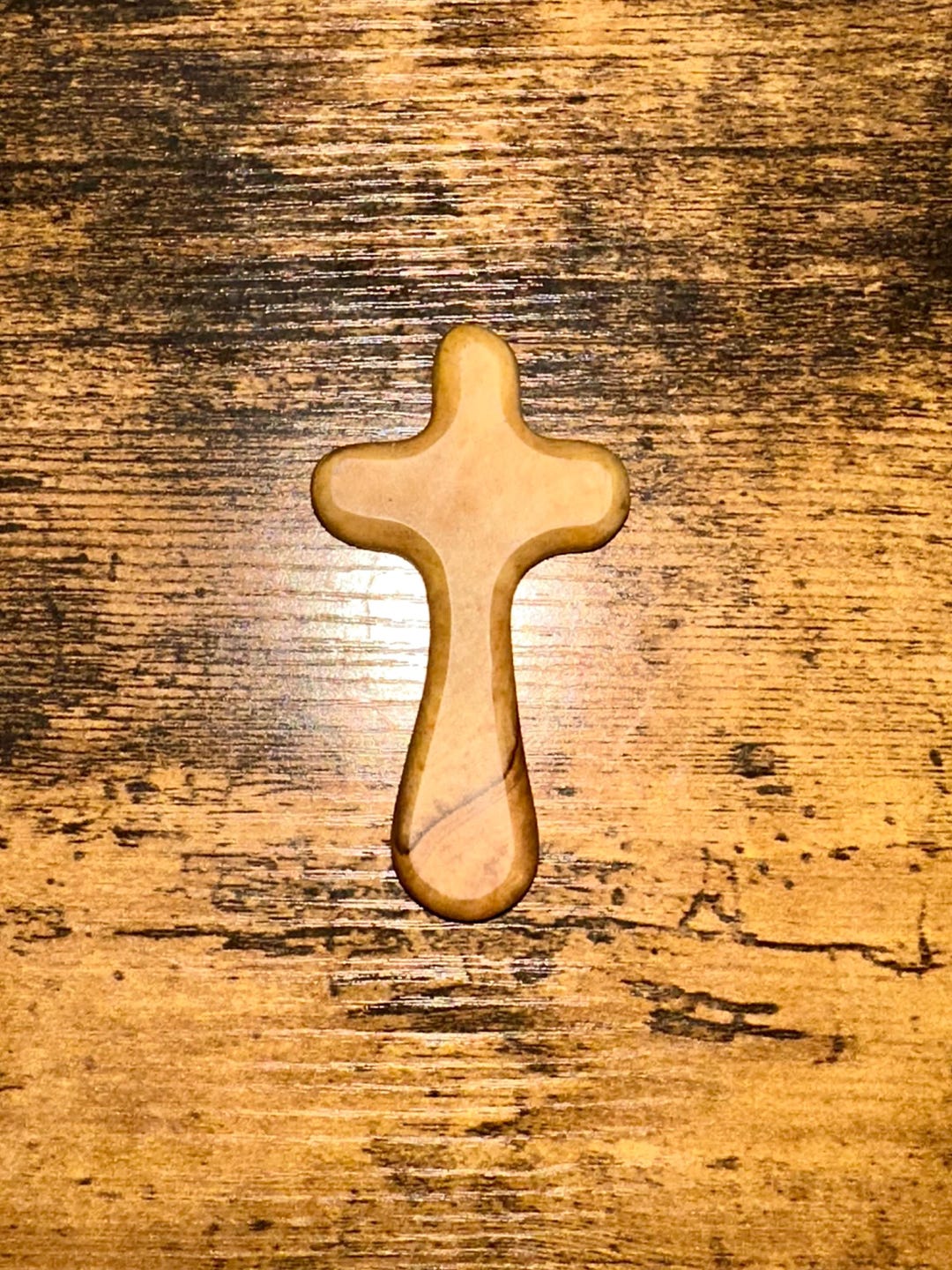 Hand-carved Wooden Comfort Cross – Pocket-sized Worry Cross for Prayer ...