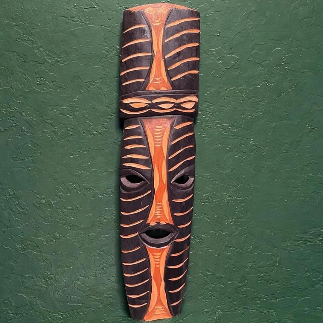 Hand-carved Tribal Wooden Mask | Vintage Folk Art Wall Decor - Etsy
