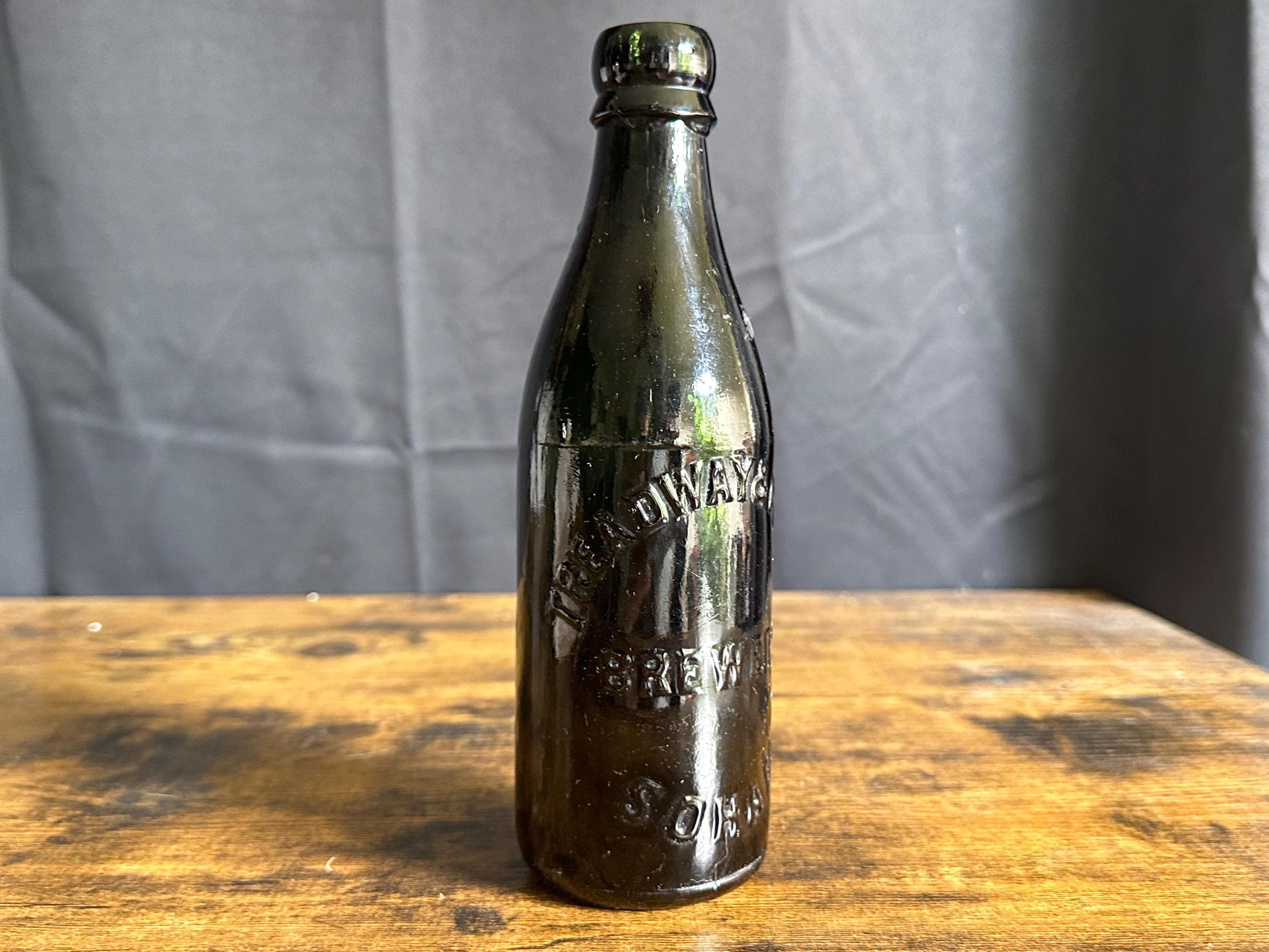 Antique Mid-1800s Glass Bottle – Black/green Glass – Treadway & Perry ...