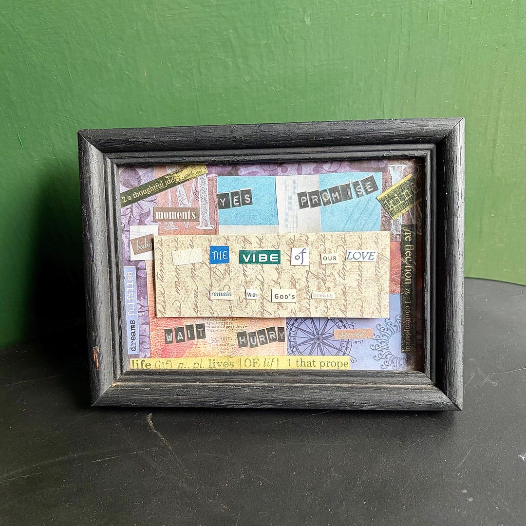 Framed Mixed Media Collage Art – “the Vibe of Our Love” – Original Boho ...