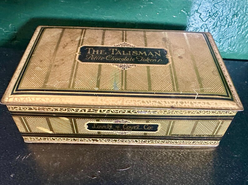 Vintage “the Talisman” Petite Chocolate Tokens Tin – Mid-century Gold ...