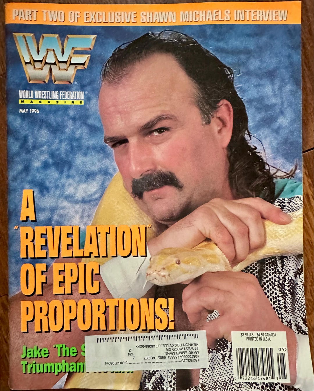 Vintage WWF Magazine May 1996: Jake the Snake Cover, Shawn Michaels ...