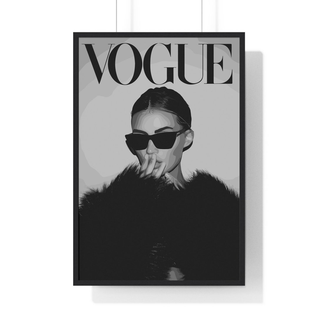 Vogue Poster, Vector Portrait, Black and White, Kitchen Wall Art ...