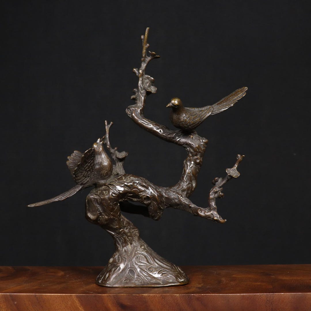 Chinese Antique Pure Copper Magpie and Plum Blossom Figurine - Etsy