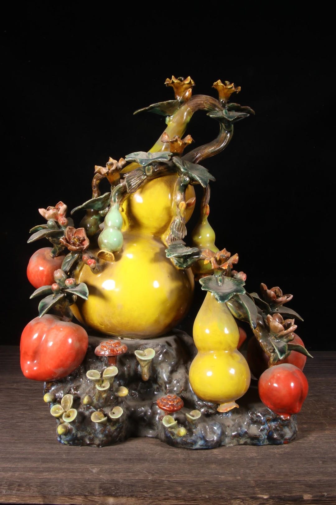 Chinese Ancient Elegant Shiwan Porcelain "fushou Shuangquan"convey ...