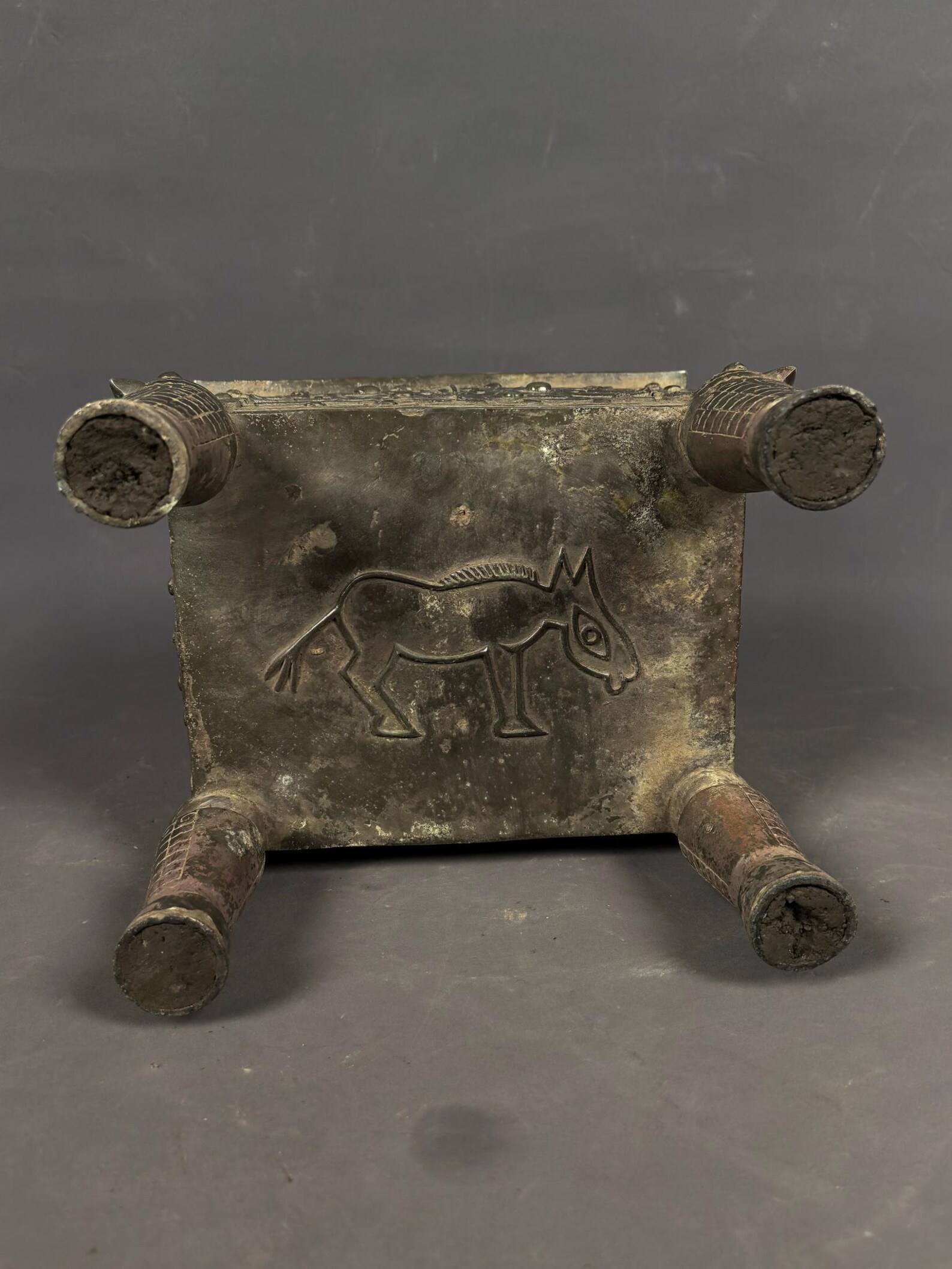 Ancient Chinese Bronze Ding Vessel | Beast Mask Motif Ritual Tripod - Etsy
