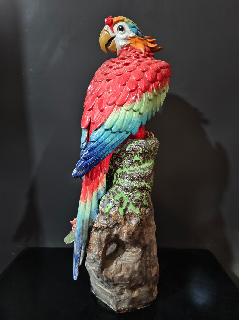 Vintage Shiwan Ceramic Parrot Statue, Hand-painted Oriental Bird Decor ...