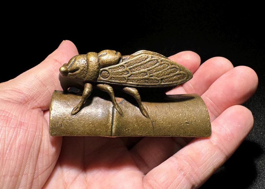 Chinese Antique Copper Feng Shui Cicada Statues - Etsy