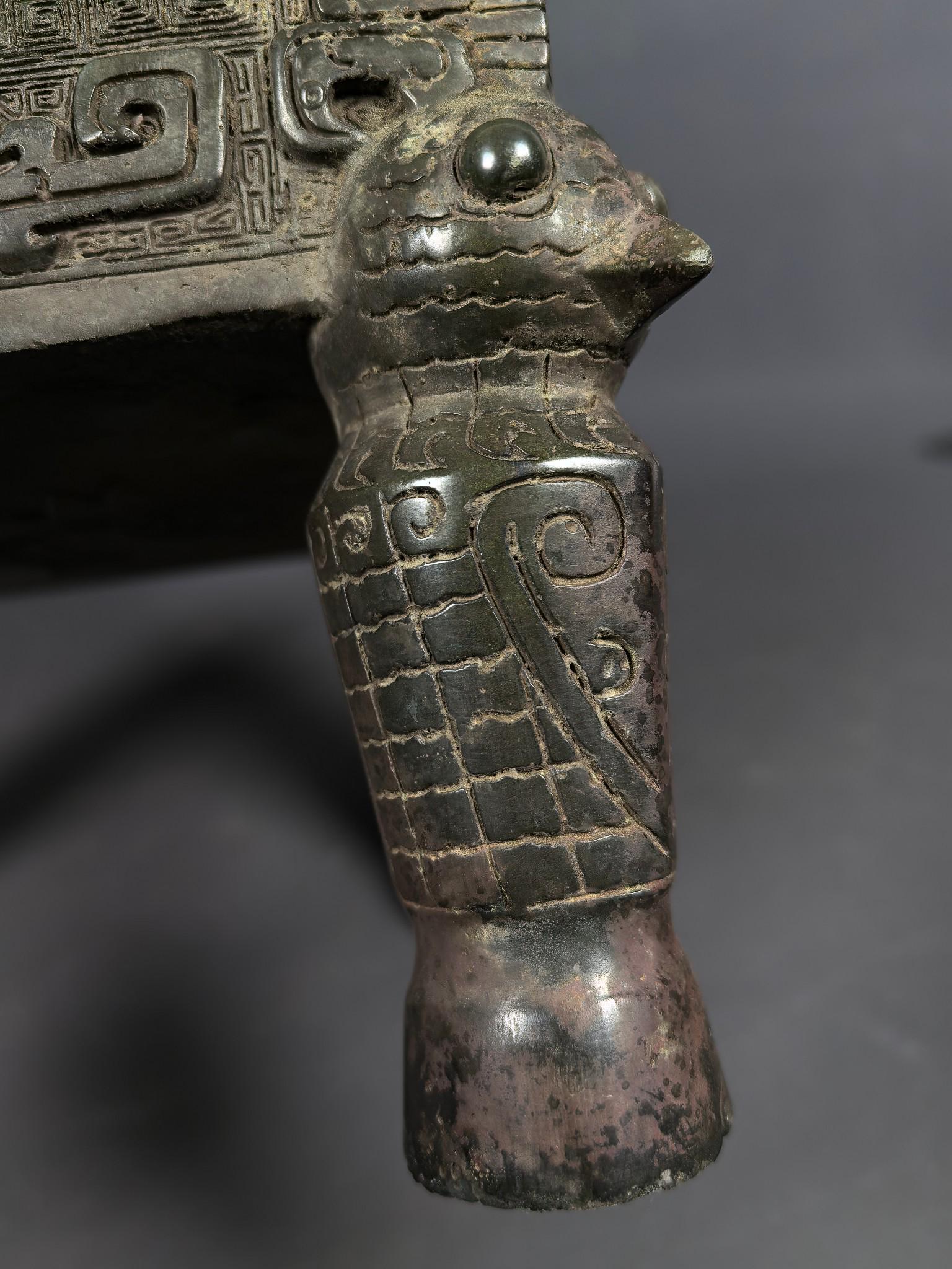Ancient Chinese Bronze Ding Vessel | Beast Mask Motif Ritual Tripod - Etsy