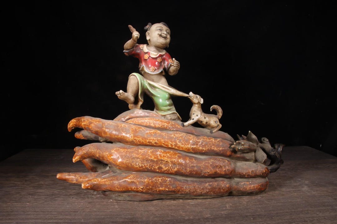 Chinese Antique Shi Wan Porcelain Feng Shui Happiness and Longevity ...