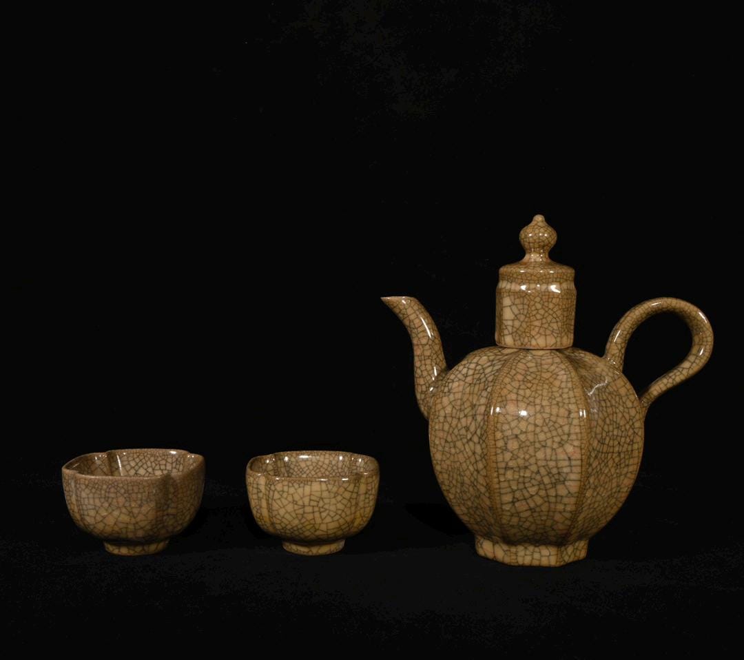 Chinese Antique Song Dynasty Ge Kiln Porcelain Flagon Wine Glass Set - Etsy