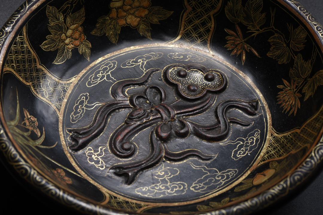 Antique Chinese Lacquer Display Plate: Gilt Relief Asian Art - Etsy