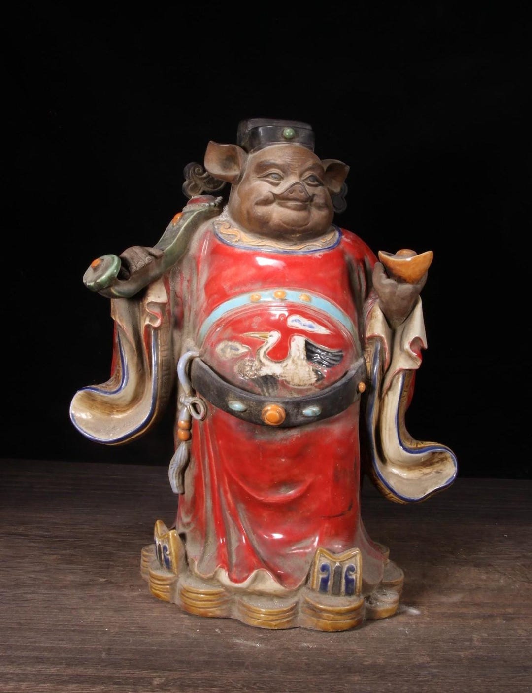 Antique Shiwan Ceramic Pig God Statue: Chinese Caishen Figurine - Etsy