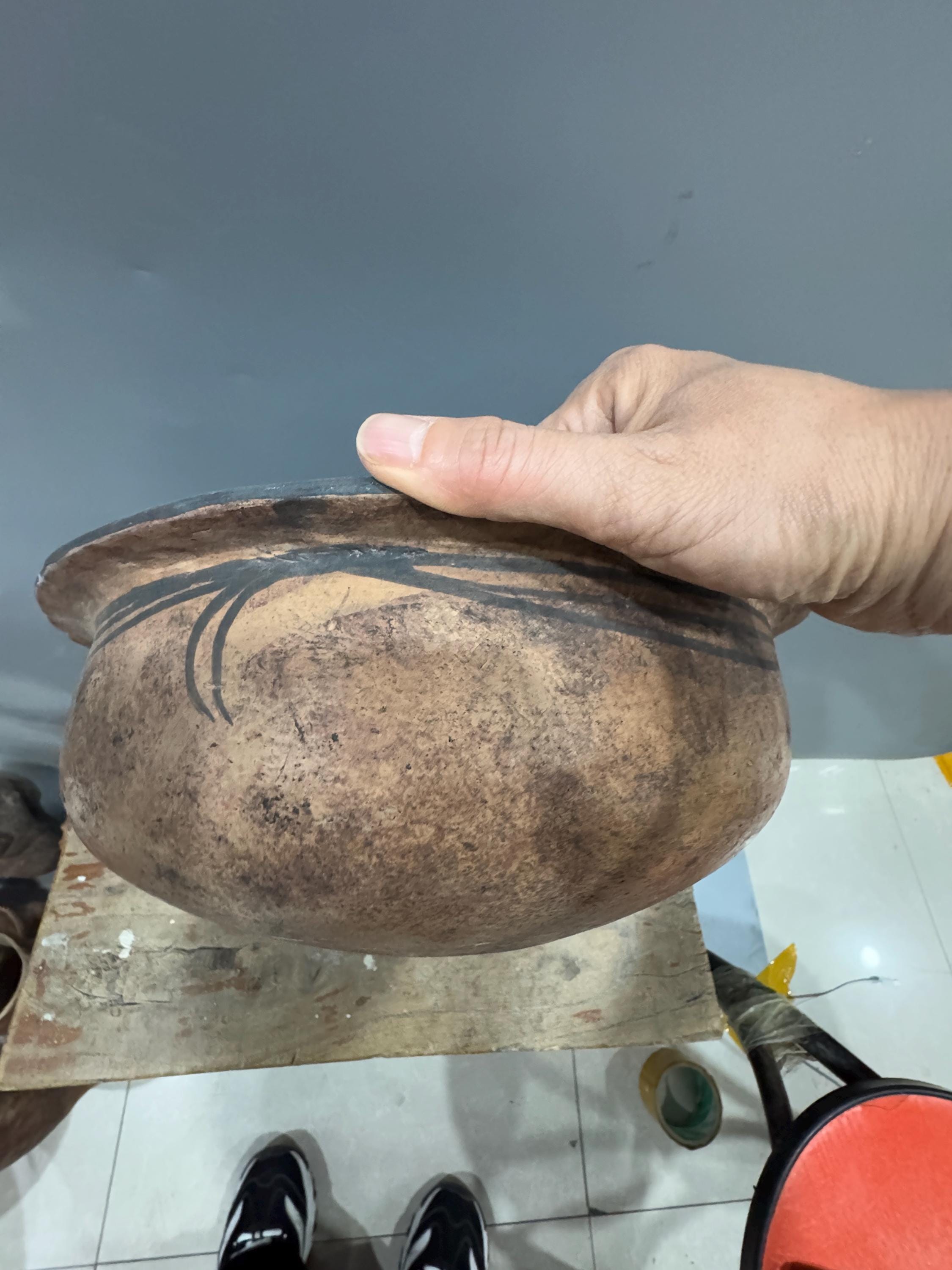 Chinese Antique Neolithic Majiayao Culture Fish Pattern Pottery Large ...