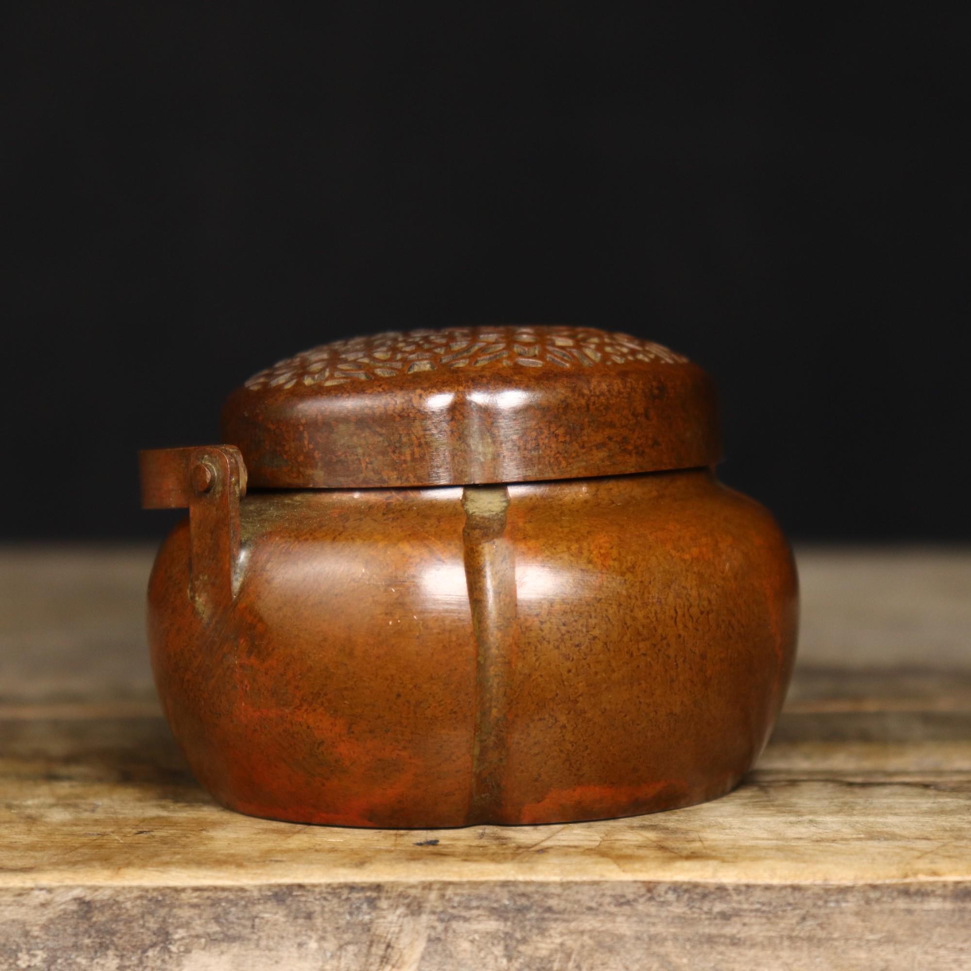 Chinese Antiques Pure Copper Pumpkin-shaped Hand Warmer and Incense ...